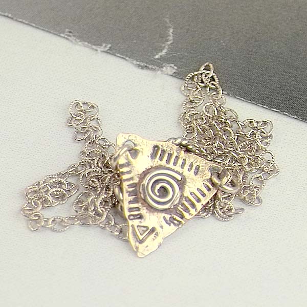All Sterling Silver Triangle Charm Necklace Spiral Symbol INNER STRENGTH